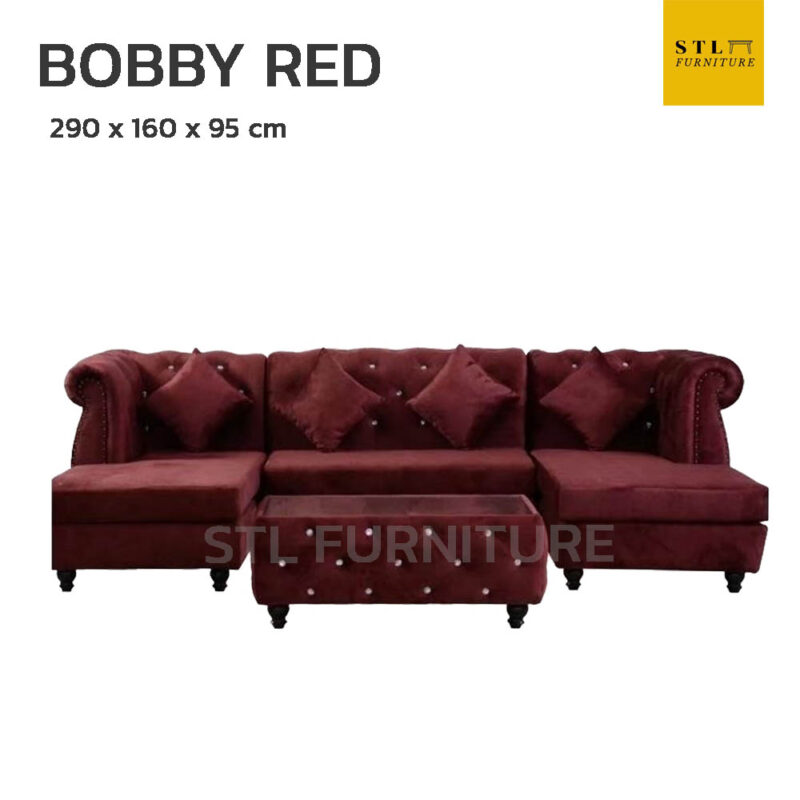 ชุดโซฟาพร้อมโต๊ะกลาง รุ่น BOBBY RED - STLFurniture